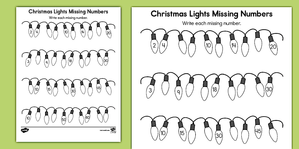Christmas Lights Worksheet for Kindergarten | Twinkl USA