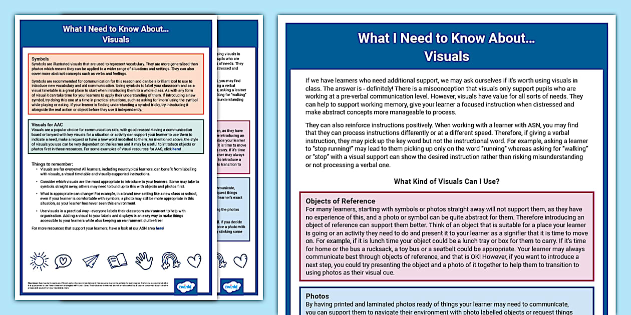 What I Need to Know About... Visuals - Twinkl