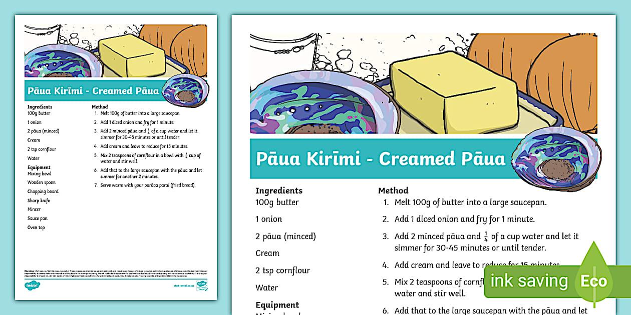 Creamed Pāua Recipe (teacher made) - Twinkl