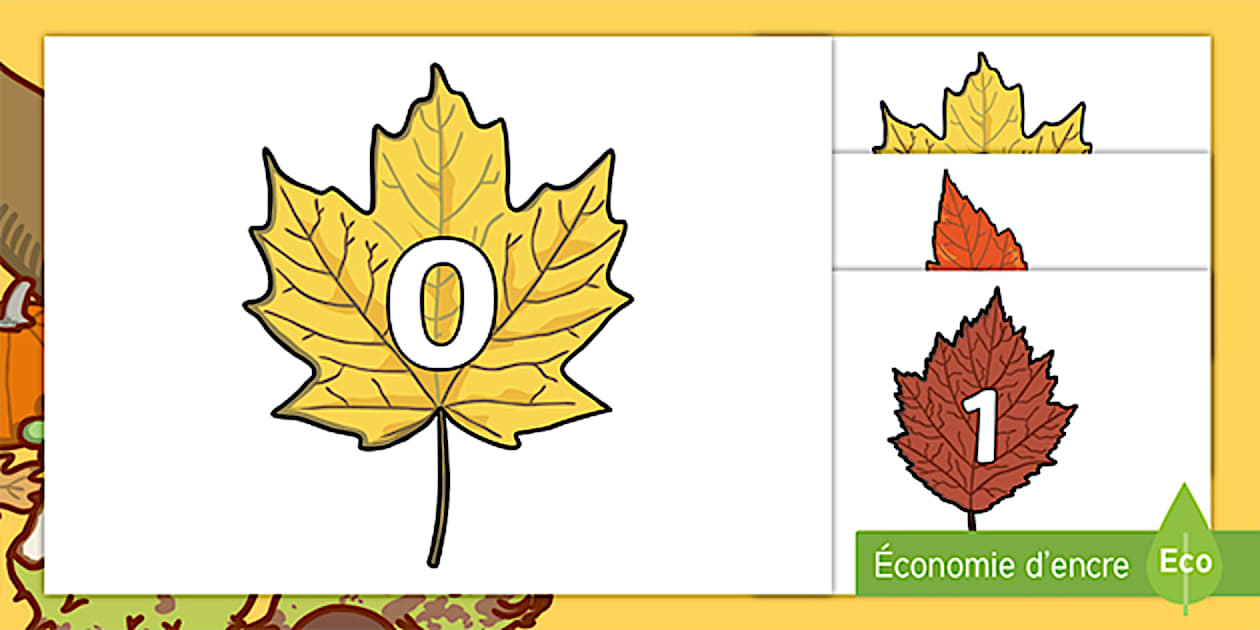 Affiches d'automne : Les nombres de 0 à 20