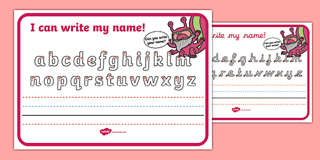 Cursive Monster Themed Name Writing Worksheet (teacher made)