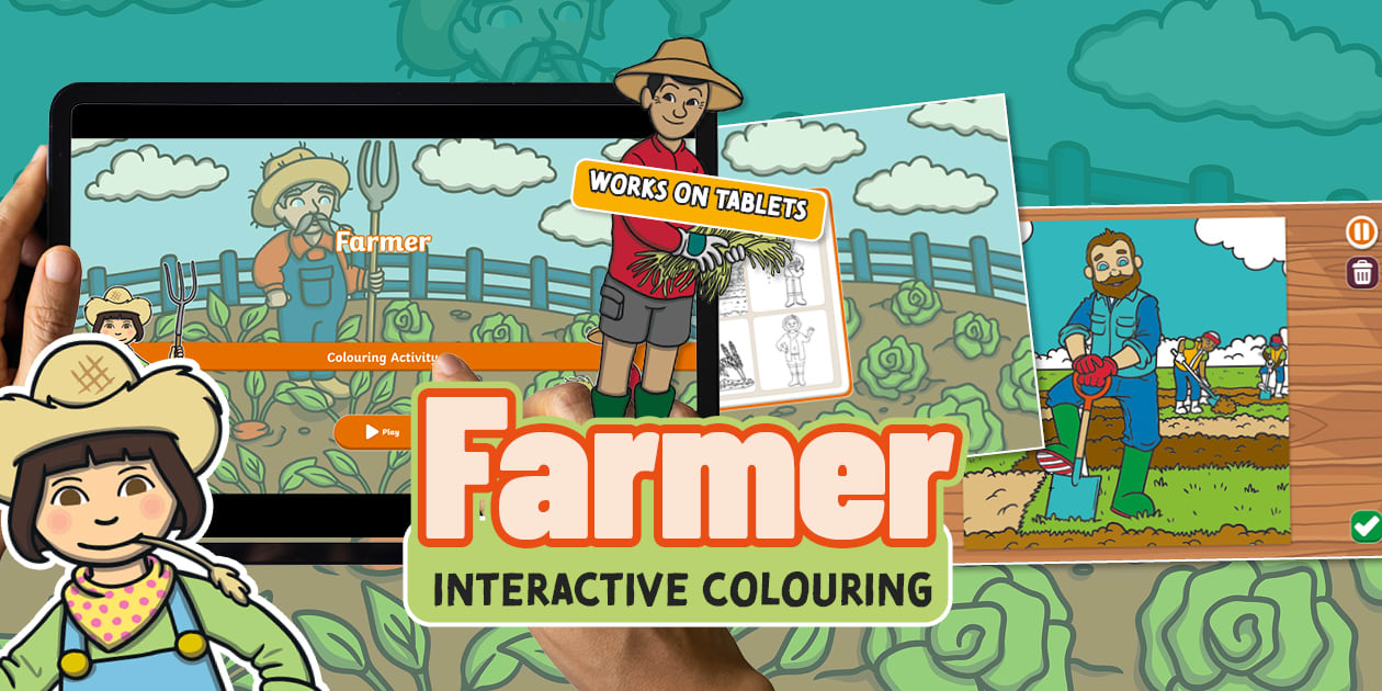 Farmer Interactive Colouring Activity