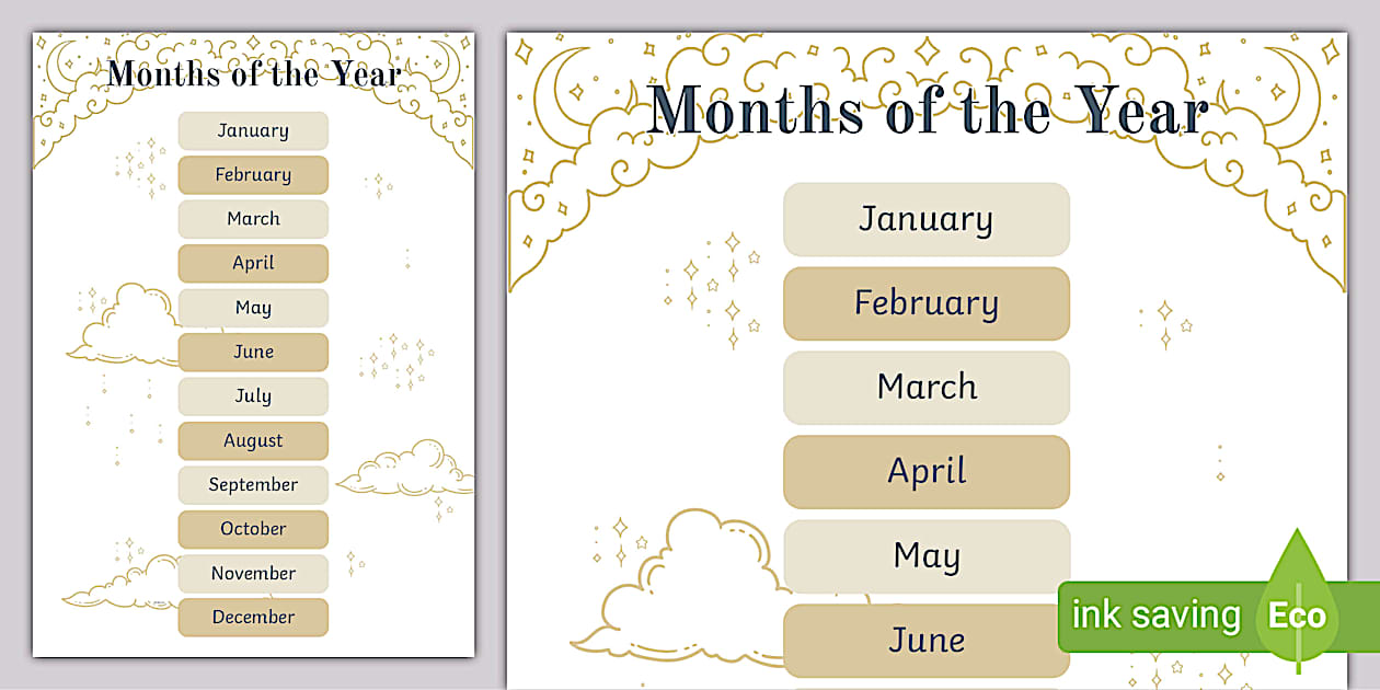 Celestial-Themed Months of the Year Display Poster - Twinkl