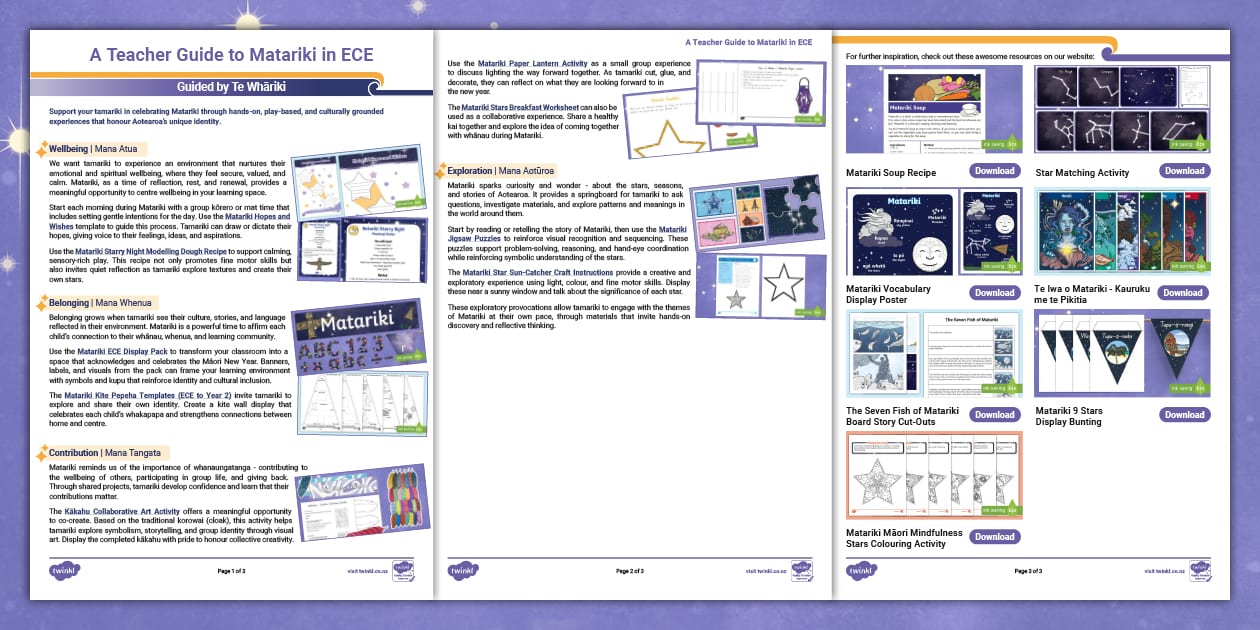 FREE A Teacher Guide to Matariki in ECE (Guided by Te Whāriki)