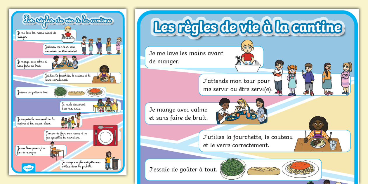 * NEW * Affiche : Les règles de vie à la cantine - Twinkl