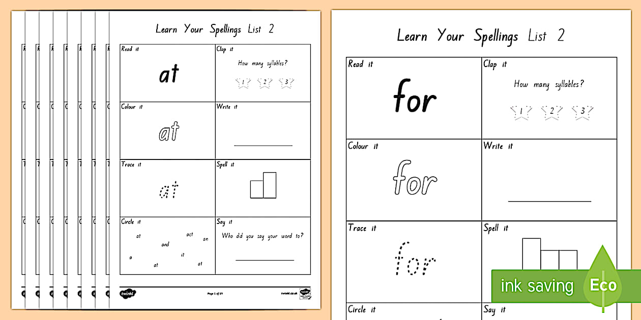 Learn Your New Zealand Essential Spelling List 2 Words Worksheet ...