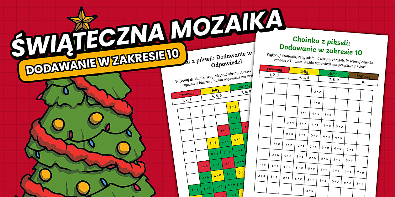 Kodowanie | Dodawanie w zakresie 10 | Choinka