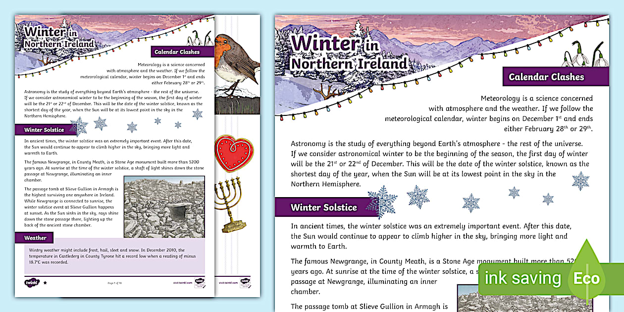 Winter in Northern Ireland Differentiated Comprehension KS2