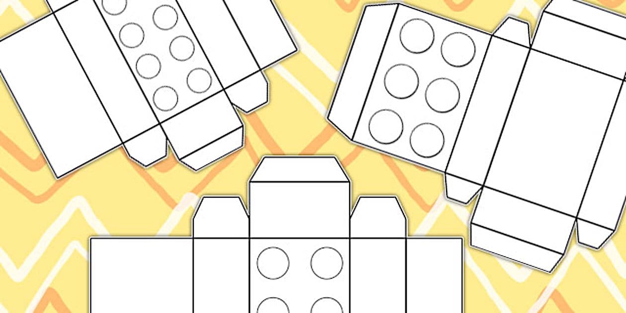 Building Brick Box Templates - Lego Style Nets - Twinkl