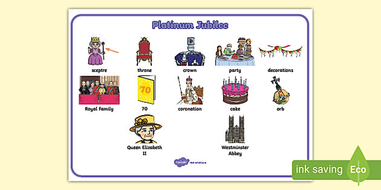 Editable Platinum Jubilee Word Mat (teacher made) - Twinkl