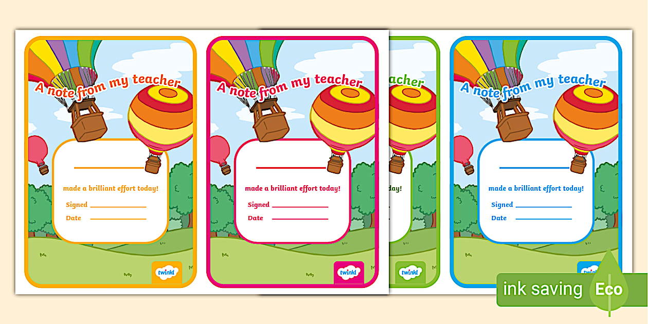 Note From Teacher Brilliant Effort (Teacher-Made) - Twinkl