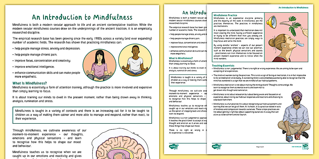 An Introduction to Mindfulness Adult Guidance - Twinkl