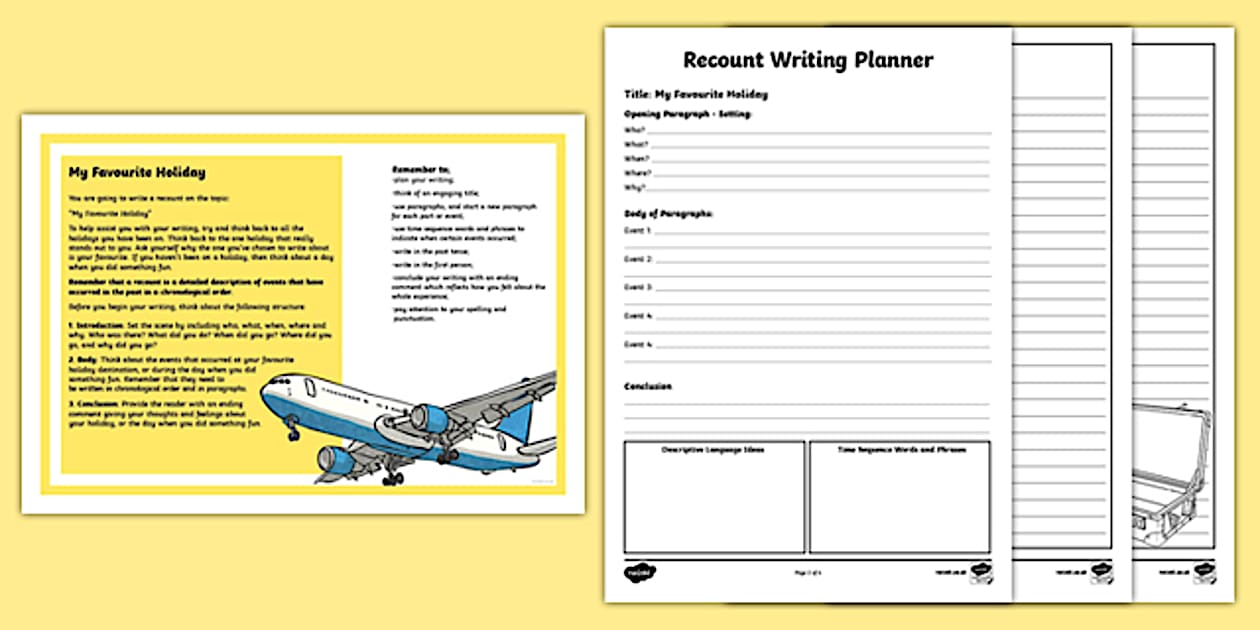 Year 5 Holiday Recount Activity - Parents - English - Twinkl