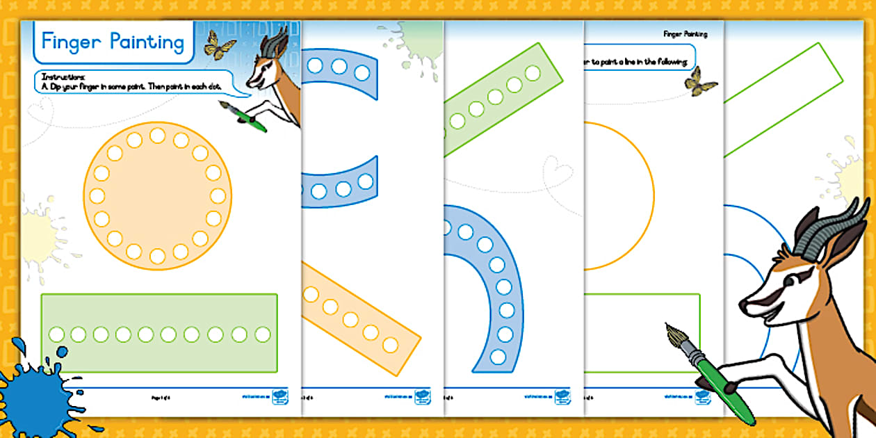 Grade R English -Worksheet: Finger Painting (CAPS Aligned)