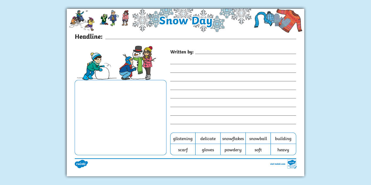 Snow Day Recount Newspaper Writing Template