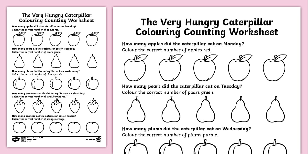 Colouring Counting Worksheet to Support Teaching on The Very Hungry