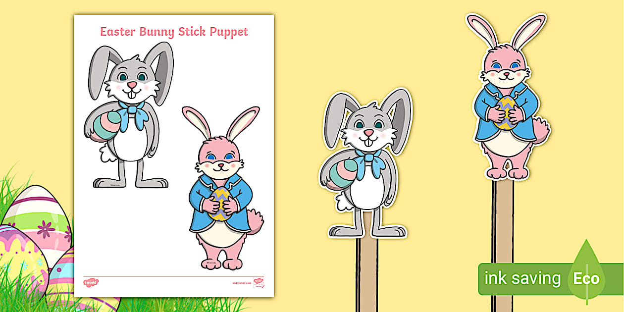 Easter Bunny Stick Puppet (Hecho por educadores) - Twinkl