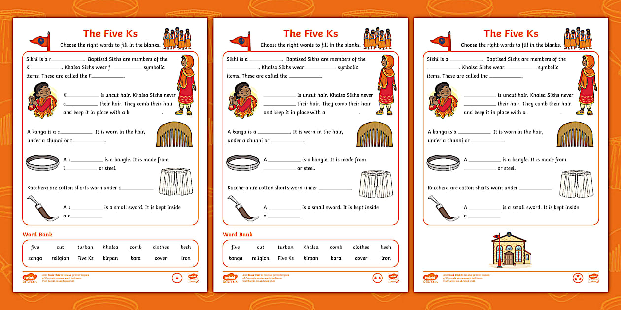 The Five Ks Cloze Activity (Teacher-Made) - Twinkl