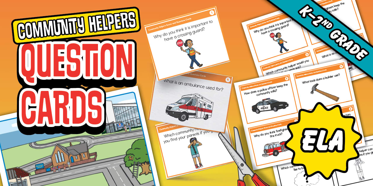 Community Helpers Scene and Question Cards for K-2nd Grade