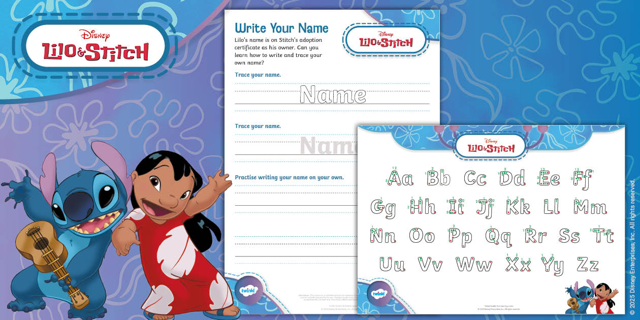 Lilo & Stitch Writing - Editable Name Writing and Tracing