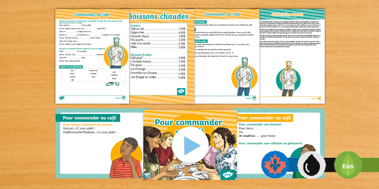 Café Role Play Authentic Speaking Activity French