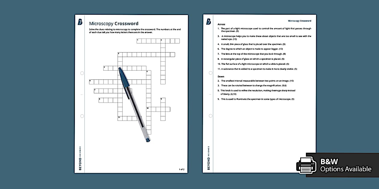 Microscopes Crossword (Teacher-Made) - Twinkl