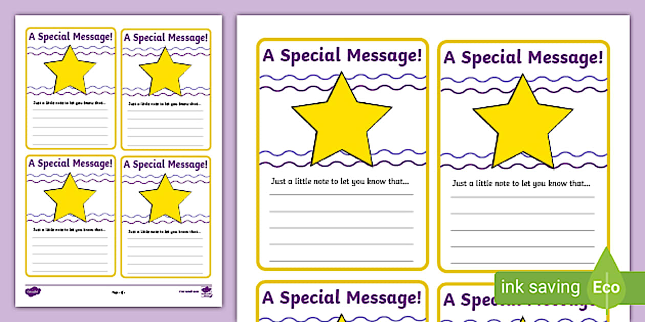 Black and White Special Messages Note Cards - Twinkl