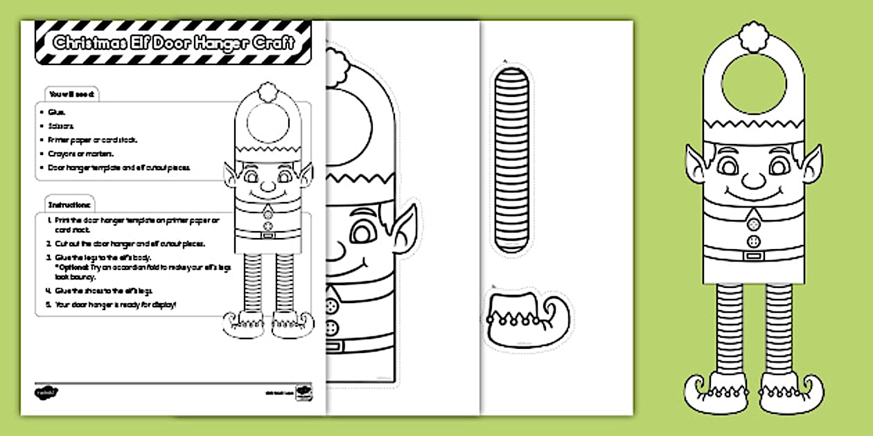 Elf Door Hanger | Christmas Craft Resources | Twinkl USA