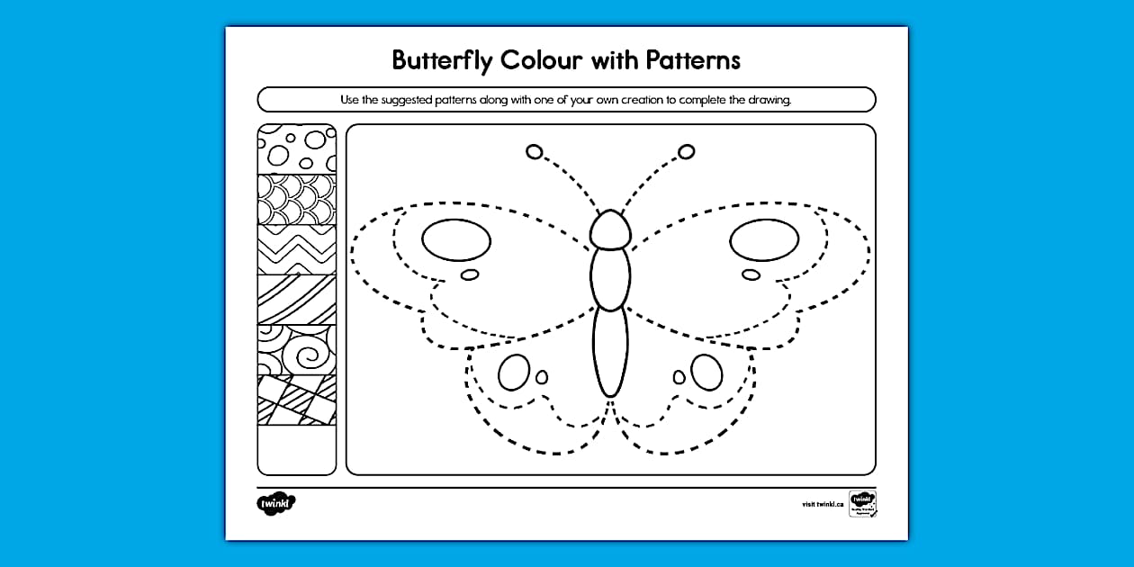Butterfly Colour With Patterns Activity (teacher made)