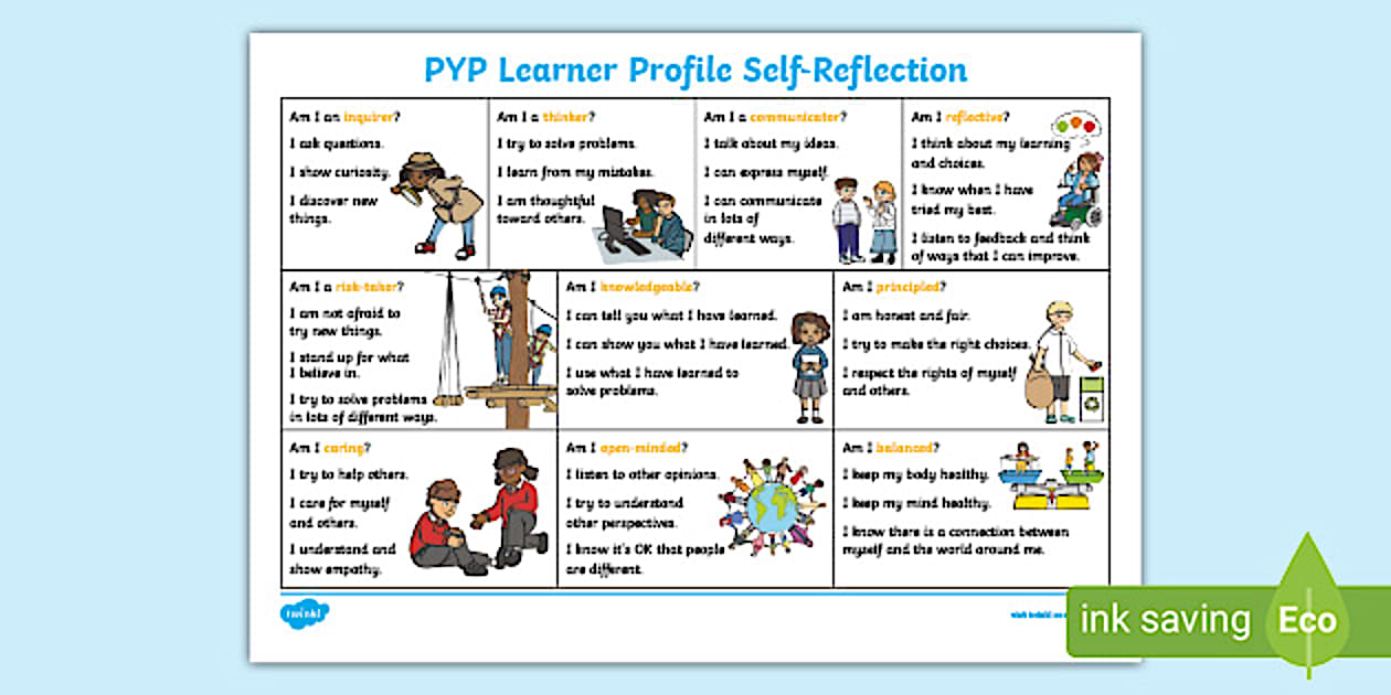 Editable PYP Learner Profile Self-Reflection (teacher made)