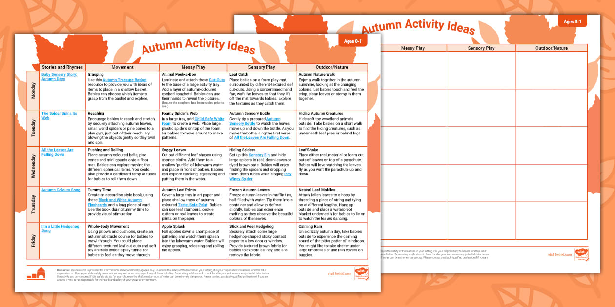 EYFS Autumn Baby Room Planning - 0–2 Years (teacher made)