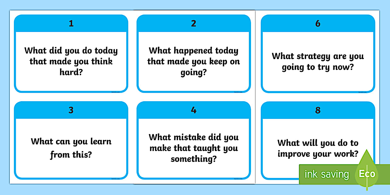 Editable 10 What Questions to Develop Growth Mindset in Children Flashcards