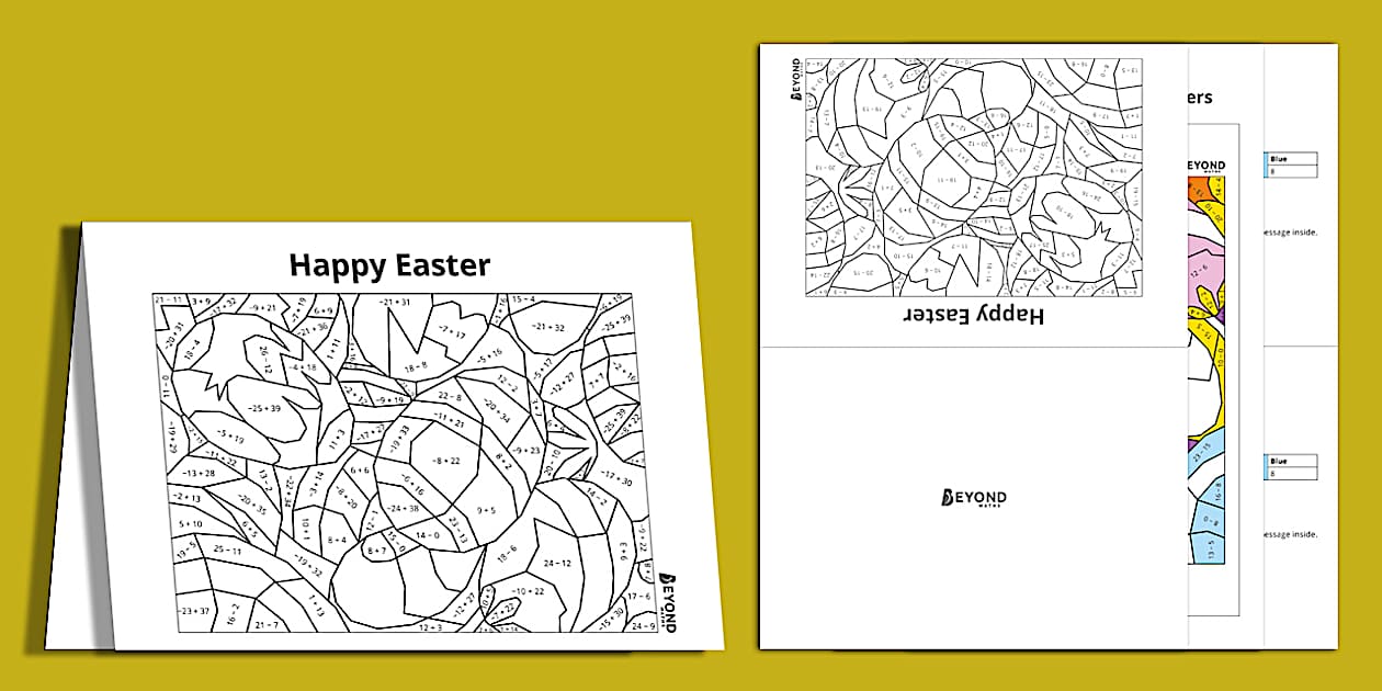 👉 Happy Easter PDF Colour by Number - Addition and Subtraction