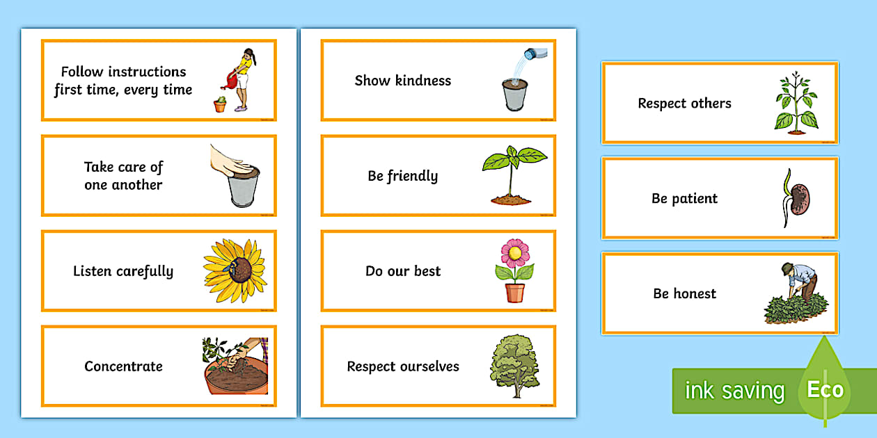 KS2 Plants-Themed Class Charter Cards (teacher made)