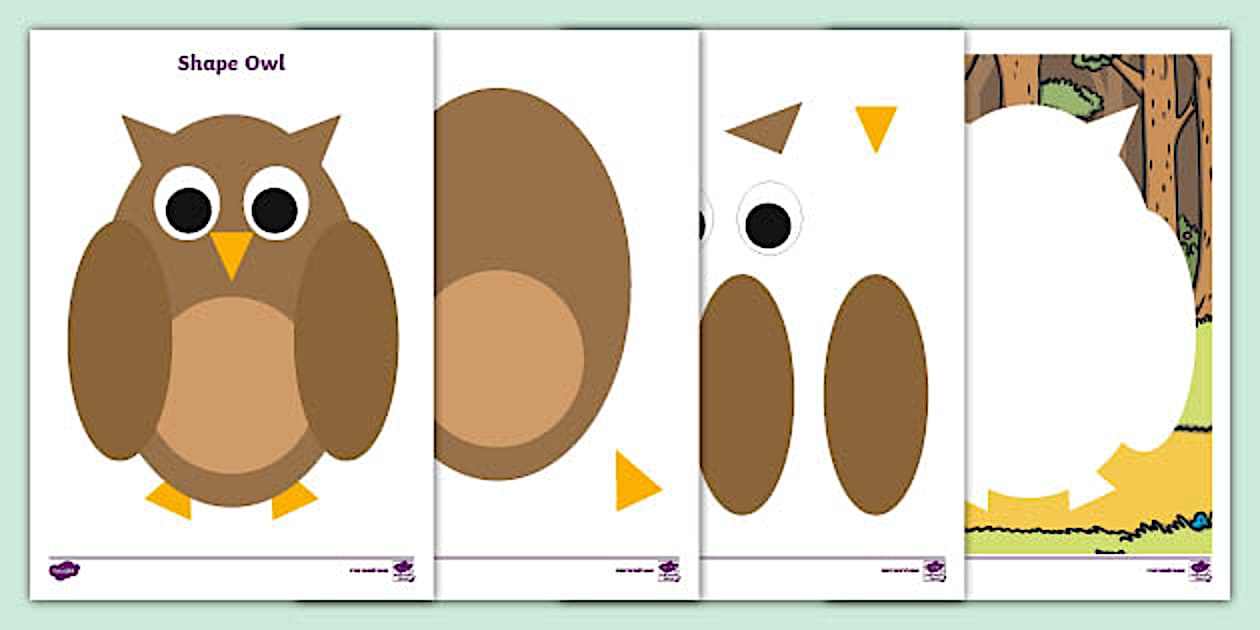 Editable 2D Shape Owl Cutting Skills Activity - Twinkl