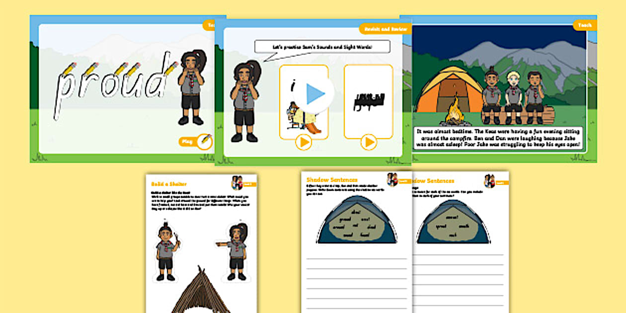 NZ Phonics: Level 5: Week 8: Lesson 4: 'ou' saying /ow/