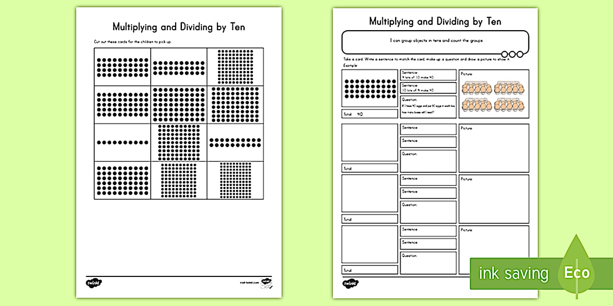 Multiplying and Dividing by 10 Worksheet / Worksheet