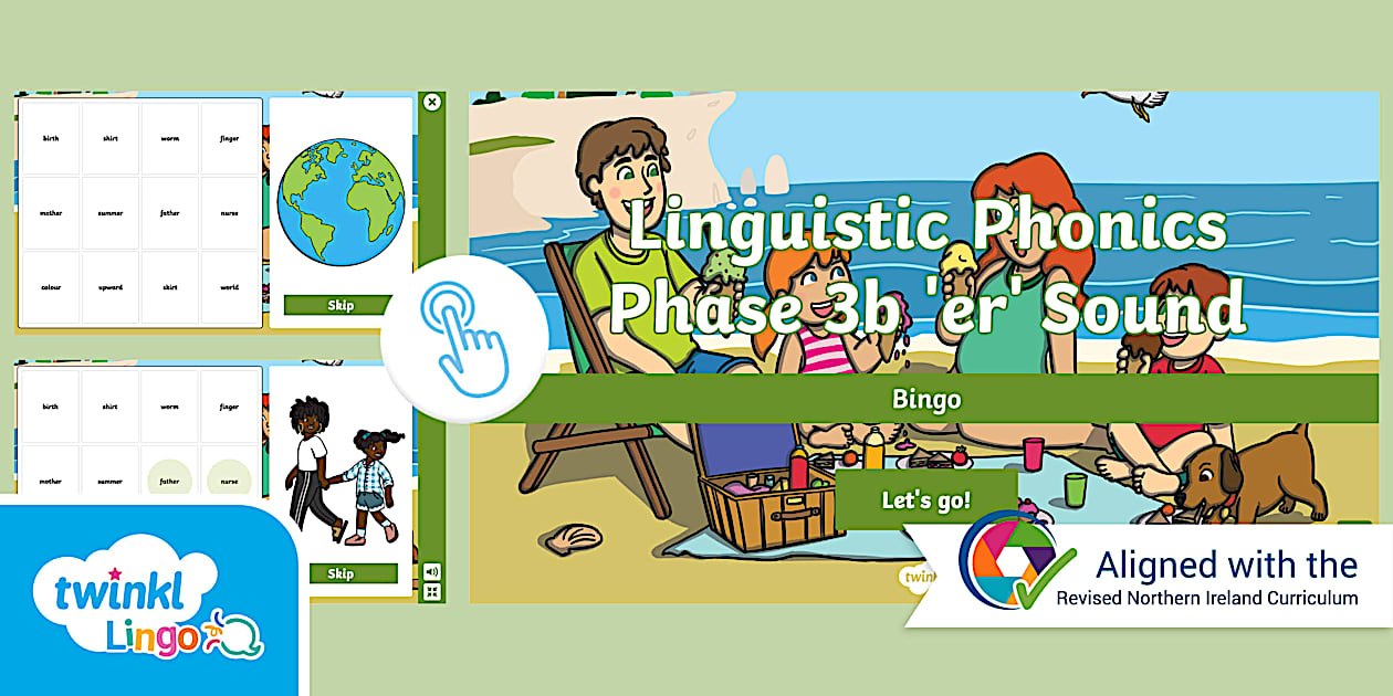 Linguistic Phonics Phase 3b 'er' Sound Bingo Game - Twinkl