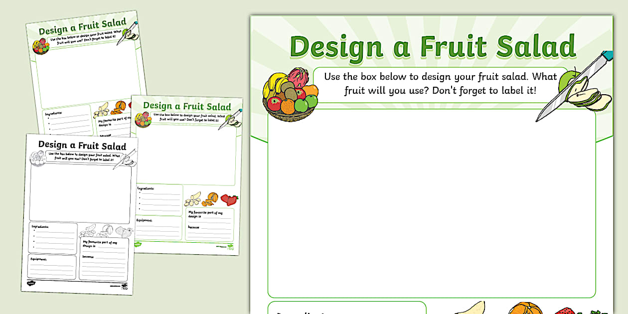Editable Design a Fruit Salad Activity Sheet - Twinkl