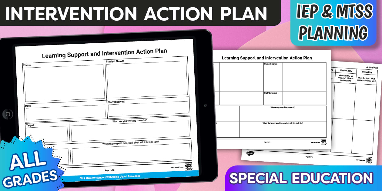 Support and Intervention Action Plan Template for Special Ed