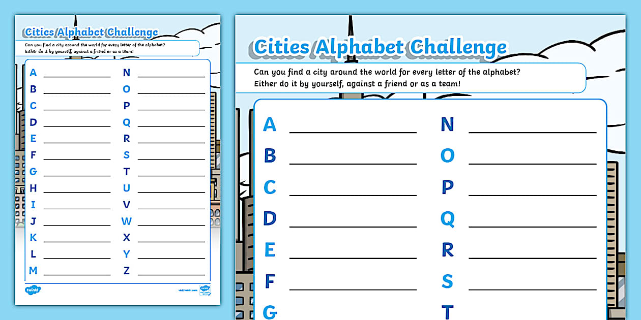 Cities Alphabet Challenge (Teacher-Made) - Twinkl
