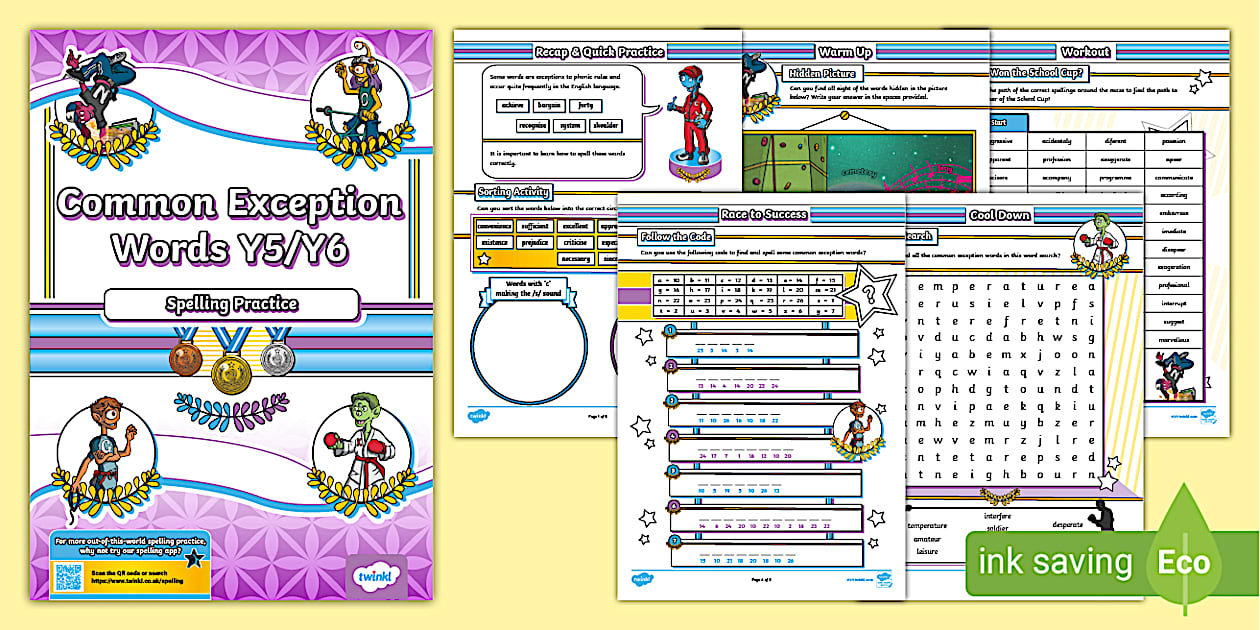 Common Exception Words Y5/Y6 Spelling Practice Booklet