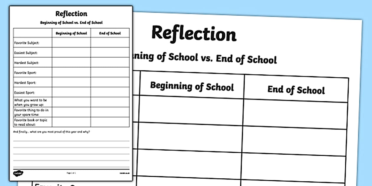 Reflection Writing Worksheet / Worksheet, worksheet - Twinkl