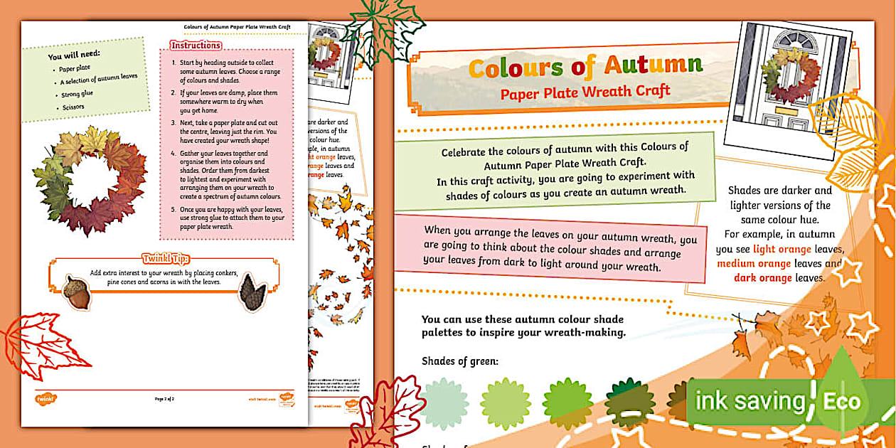 Colours of Autumn Wreath Craft (teacher made) - Twinkl