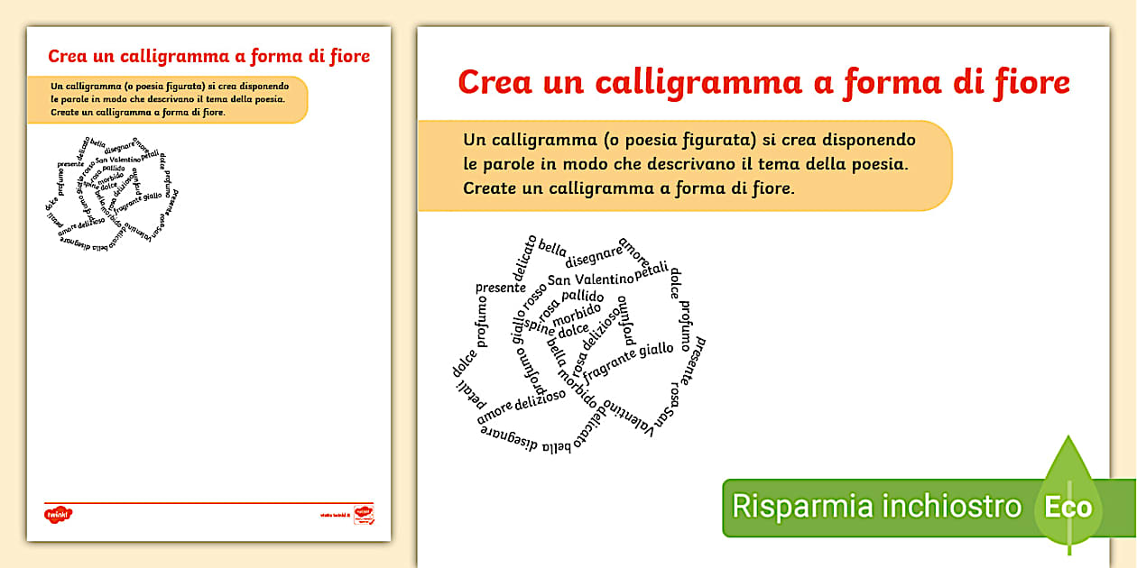 Crea il tuo calligramma a forma di rosa (Teacher-Made)