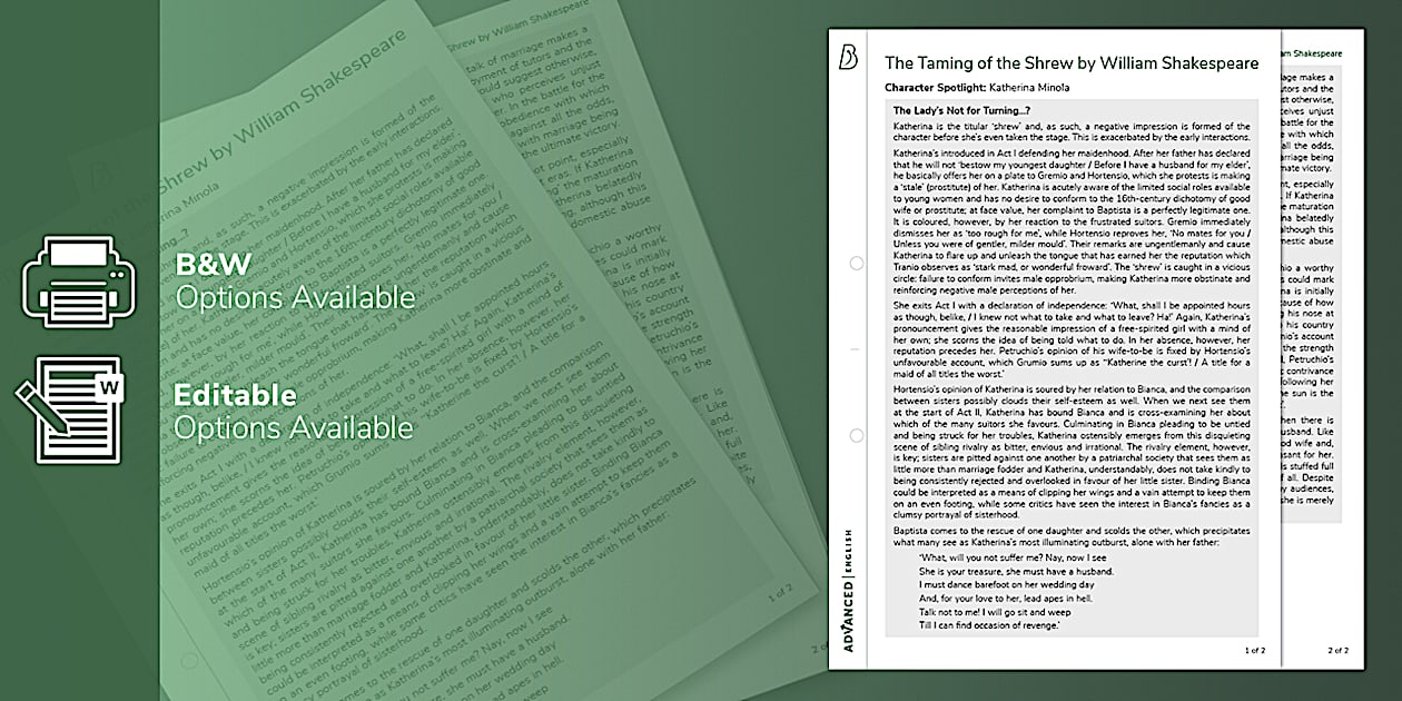 The Taming of the Shrew: Character Spotlight - Katherina