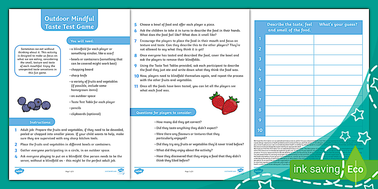 Outdoor Mindful Taste Test Game (teacher made) - Twinkl