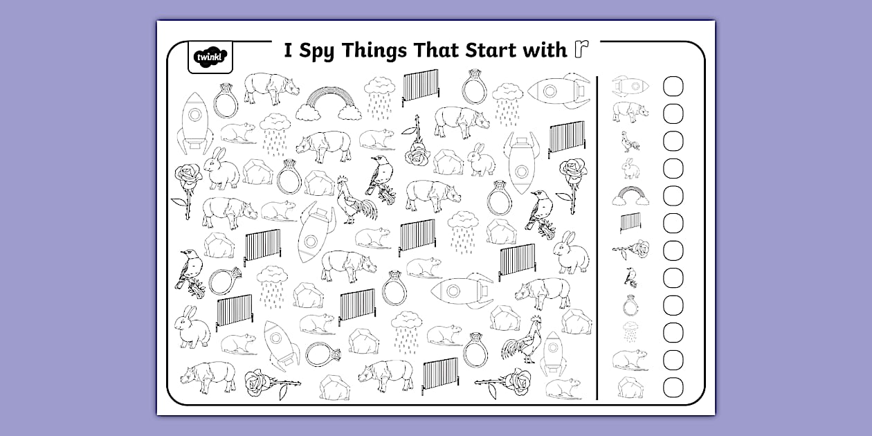 I Spy Things That Start With 'r' Activity Sheet - Twinkl