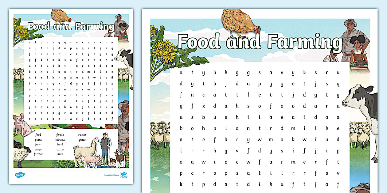 Geography Wordsearch: Food and Farming