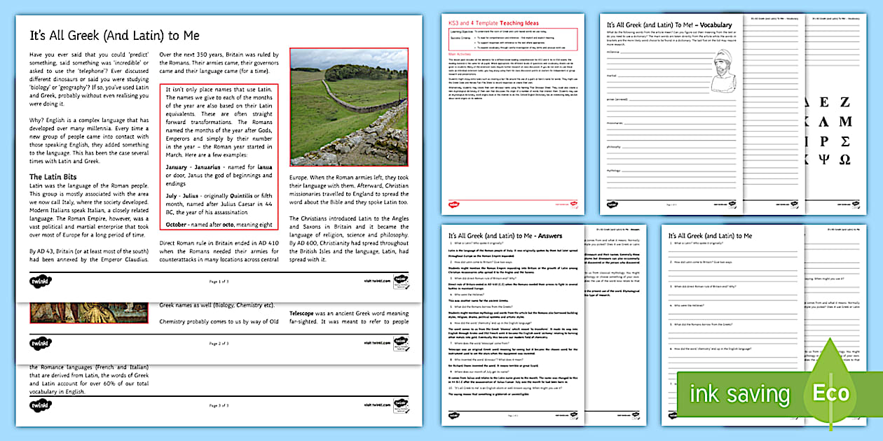 It's All Greek To Me Reading Comprehension | Beyond English